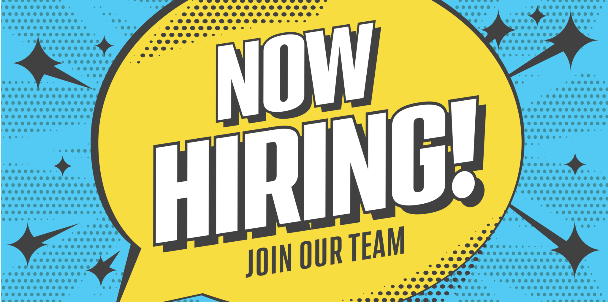 Now Hiring – Yellow Bubble – Banner : Newman Signs